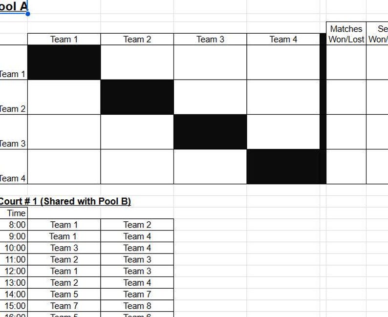 16 Team Round Robin and Playoff Draw Excel Spreadsheet Template Package ...