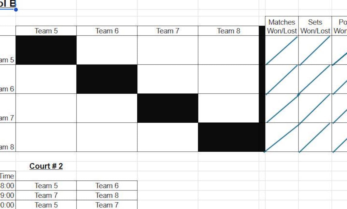 8 Team Round Robin and Playoff Draw Excel Spreadsheet Template Package ...