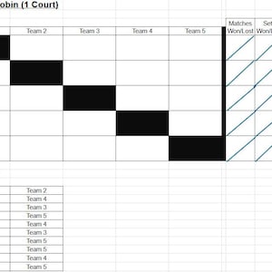 5 Team Round Robin Excel Template - Etsy