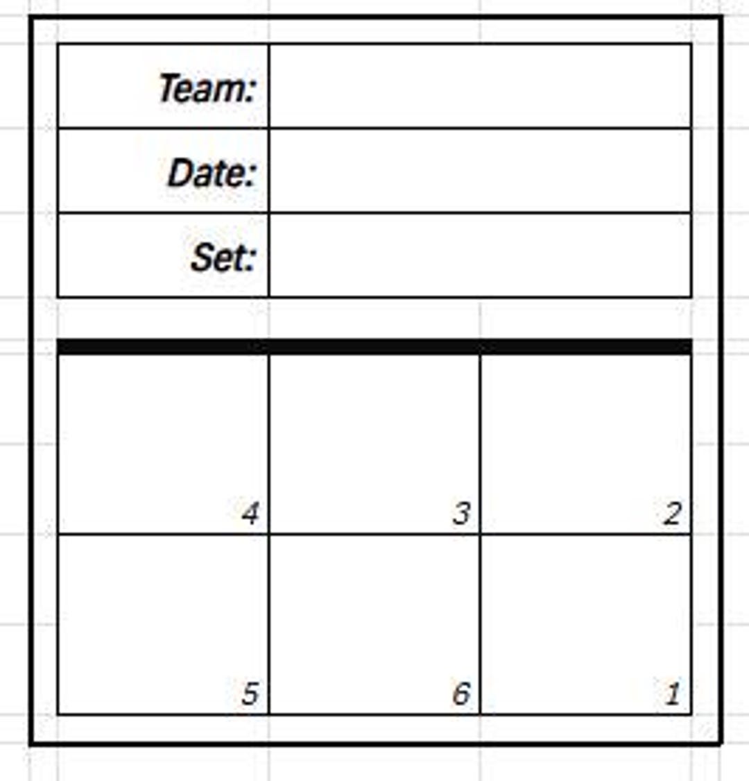 Volleyball Game Lineup Sheet Excel Template - Etsy