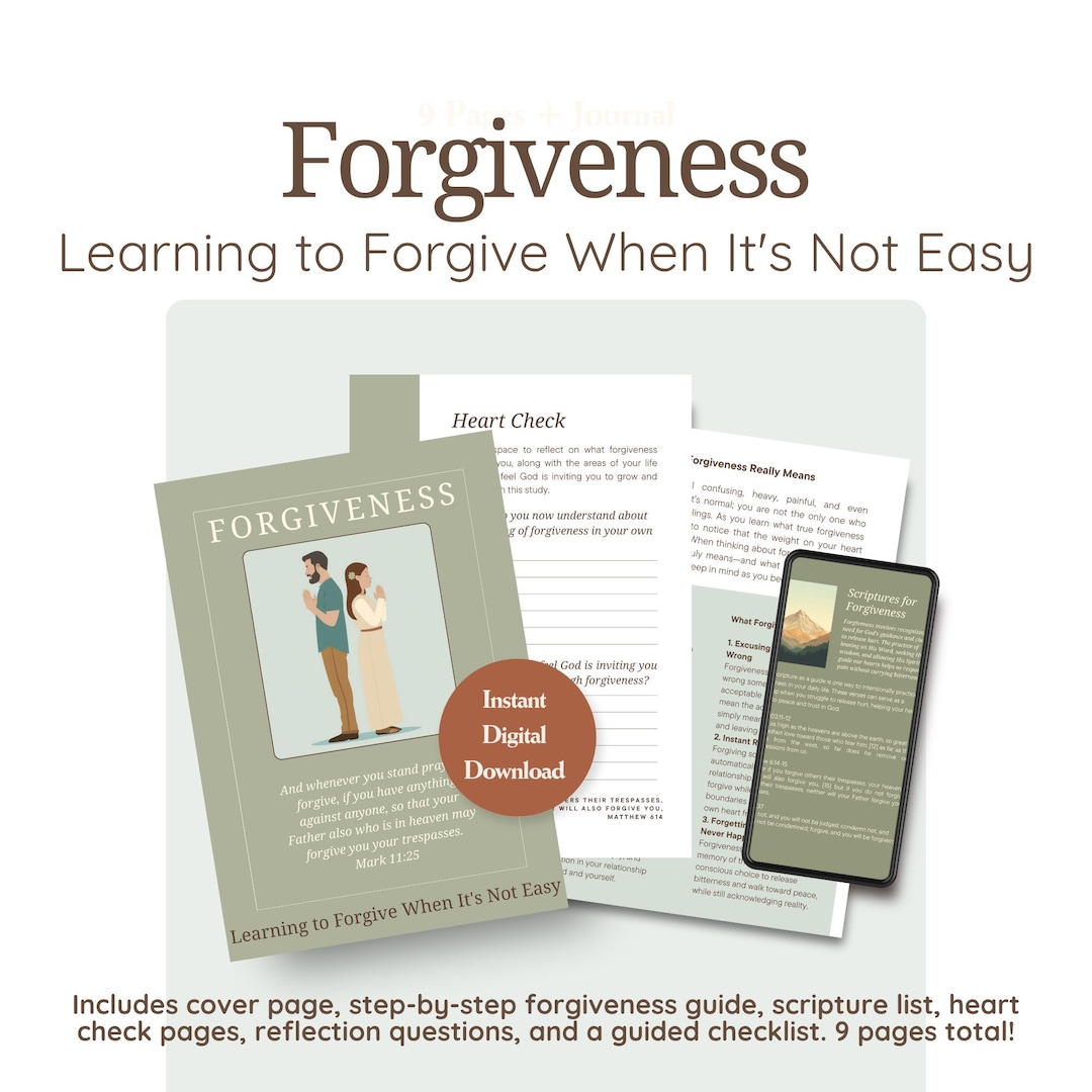 Forgiveness Bible Study Printable | Scripture, Reflection Pages Heart ...