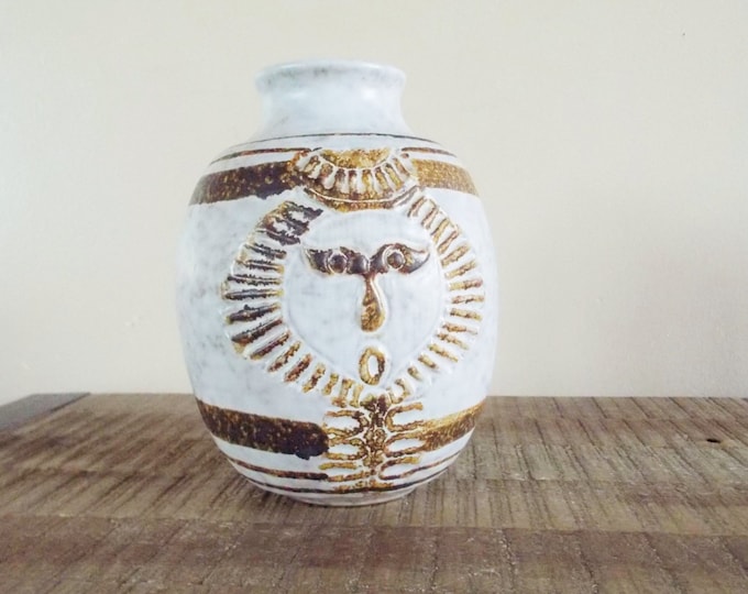 Vintage Pottery Craft Sun Face Vase - Etsy