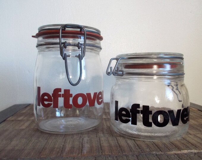 Pair of Vintage Helvetica Font 'leftovers' Glass Mason Storage Jars - Etsy