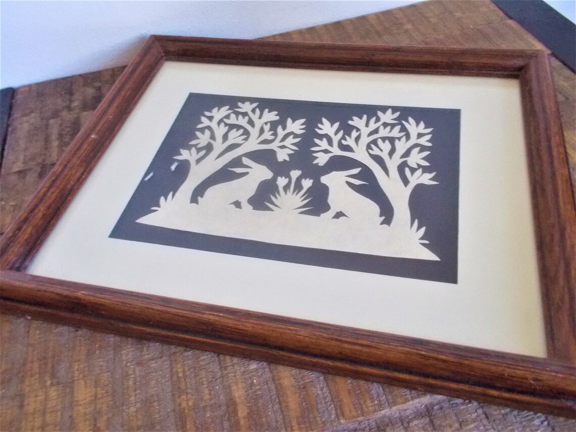 Vintage Framed Scherenschnitte Paper Cutting Bunnies Rabbits - Etsy