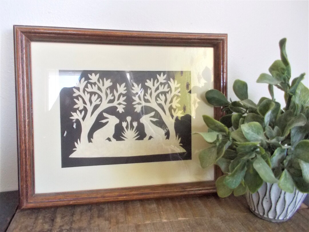 Vintage Framed Scherenschnitte Paper Cutting Bunnies Rabbits - Etsy