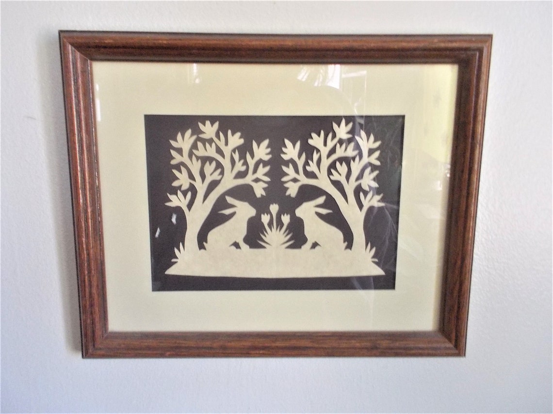 Vintage Framed Scherenschnitte Paper Cutting Bunnies Rabbits - Etsy