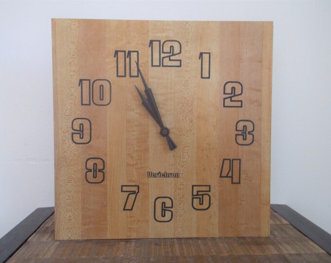 Vintage Verichron Square Wood Butcher Block Style Wall Clock - Etsy