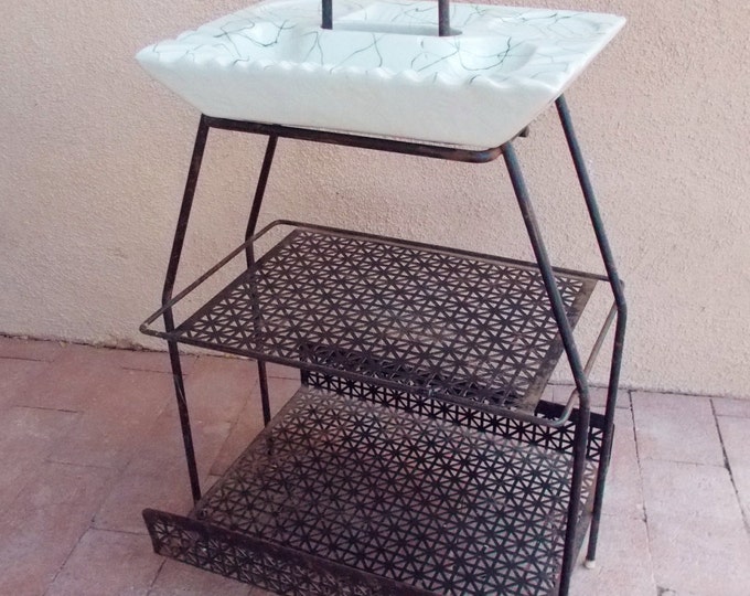 Mid Century Modern Metal and Ceramic Ashtray Stand - Etsy