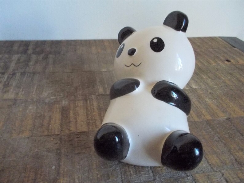 Vintage Little Ceramic Black and White Baby Panda Bank - Etsy