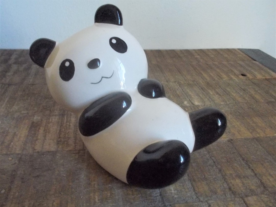 Vintage Little Ceramic Black and White Baby Panda Bank - Etsy