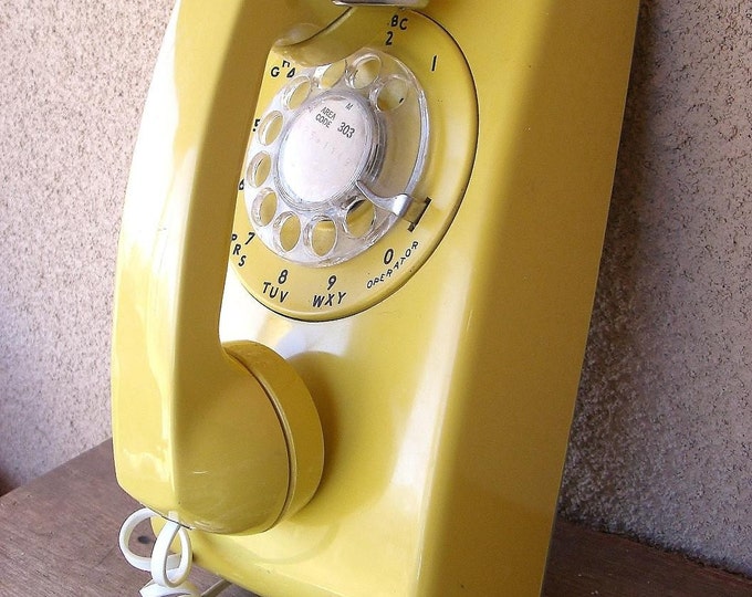 Vintage Yellow Western Electric Rotary Wall Telephone - Etsy