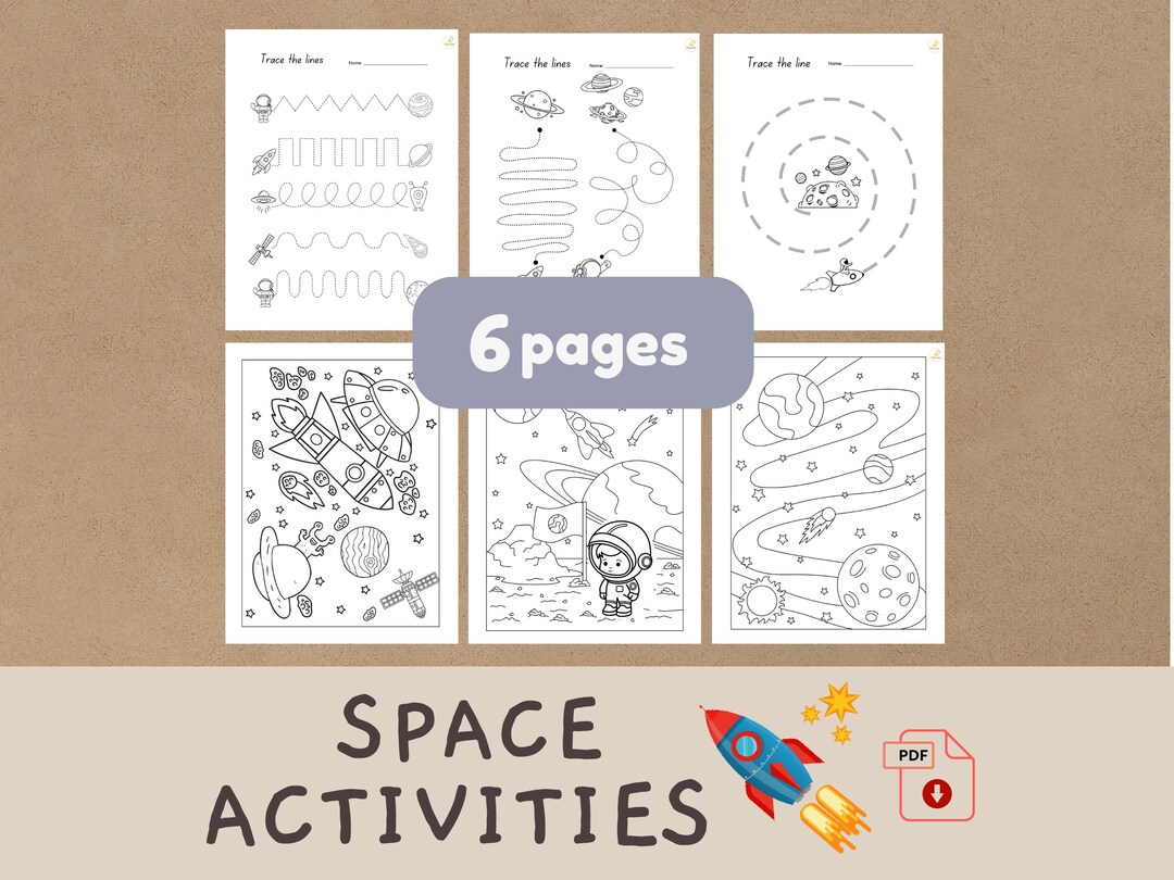 Outer Space Printable Activities, Space Tracing Lines, Coloring Sheets ...