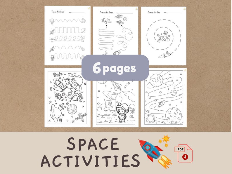 Outer Space Printable Activities, Space Tracing Lines, Coloring Sheets ...