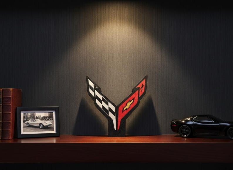 Gearhead Corvette C8 Logo LED Lightbox Sign | 3D Printed Automotive ...