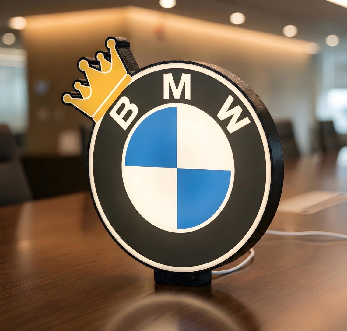 BMW Crown Logo LED Lightbox | 3D Printed Desk Lamp | Car Enthusiast ...