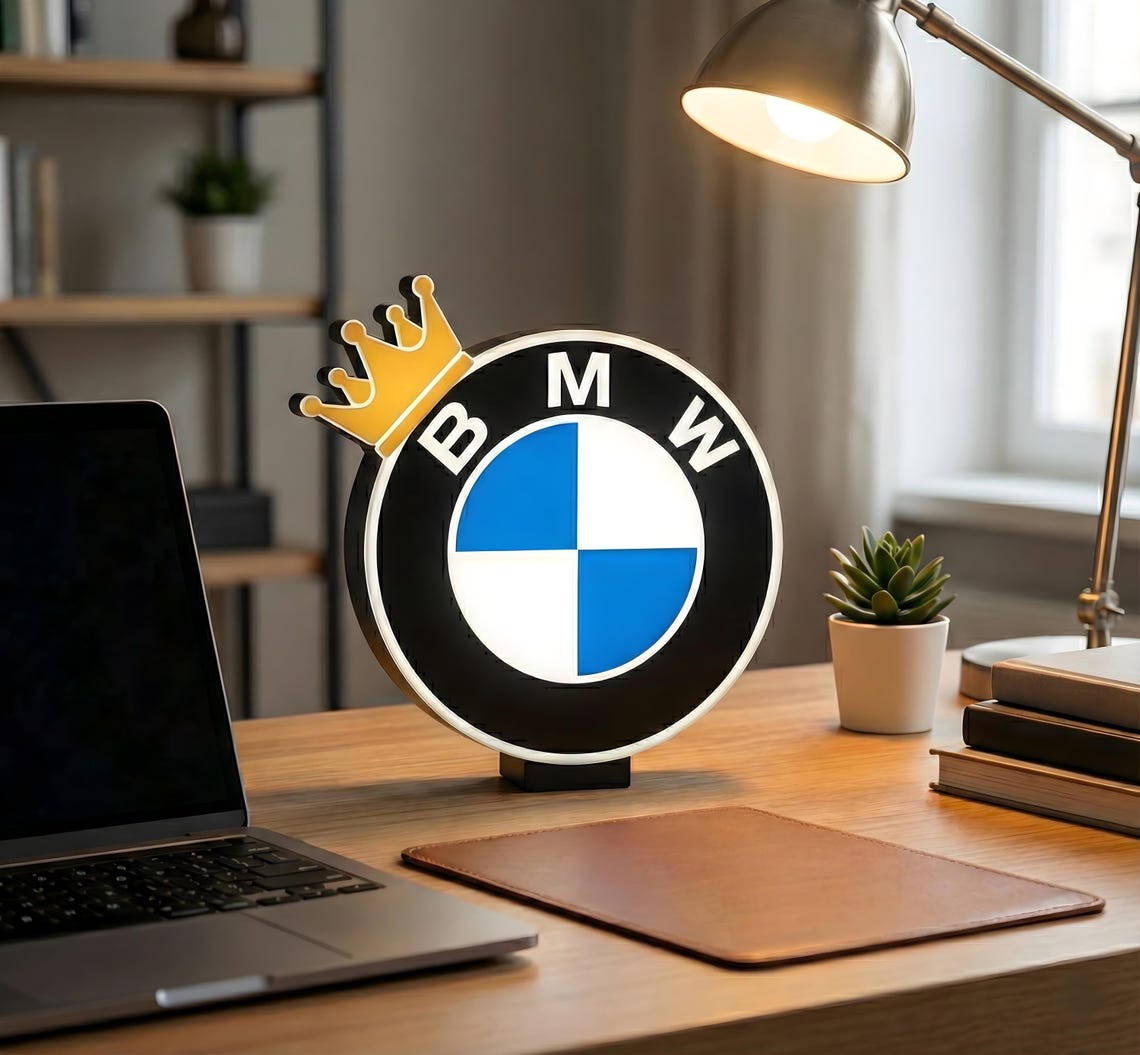 BMW Crown Logo LED Lightbox | 3D Printed Desk Lamp | Car Enthusiast ...