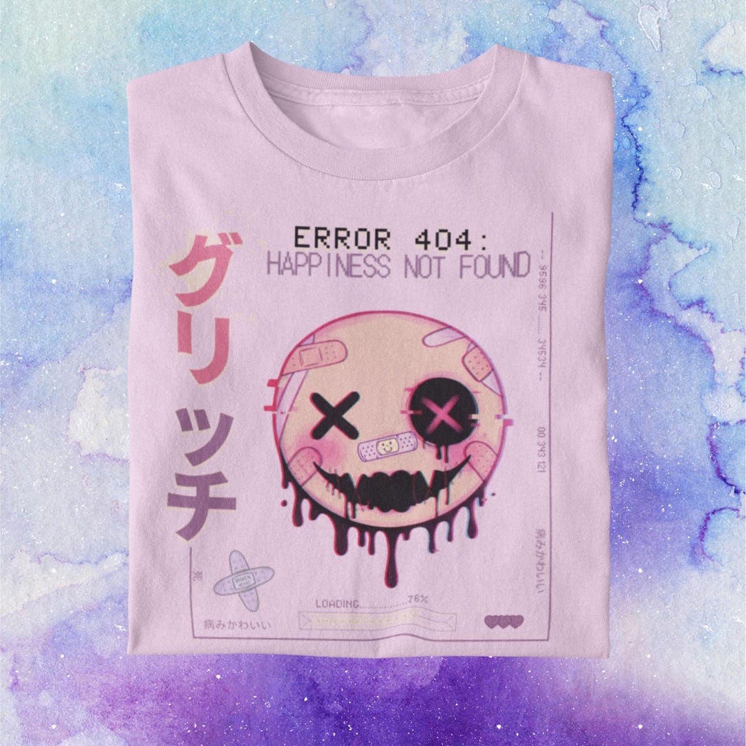 Error 404 T-shirt - Menhera Yamikawaii Shirt - Pastel Goth Aesthetic ...