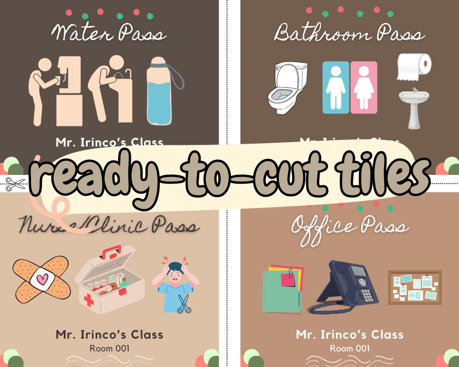 Editable Classroom Hall Passes: Teacher Management Printable (canva ...