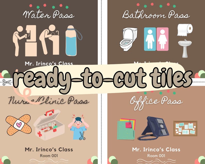 Editable Classroom Hall Passes: Teacher Management Printable (canva ...