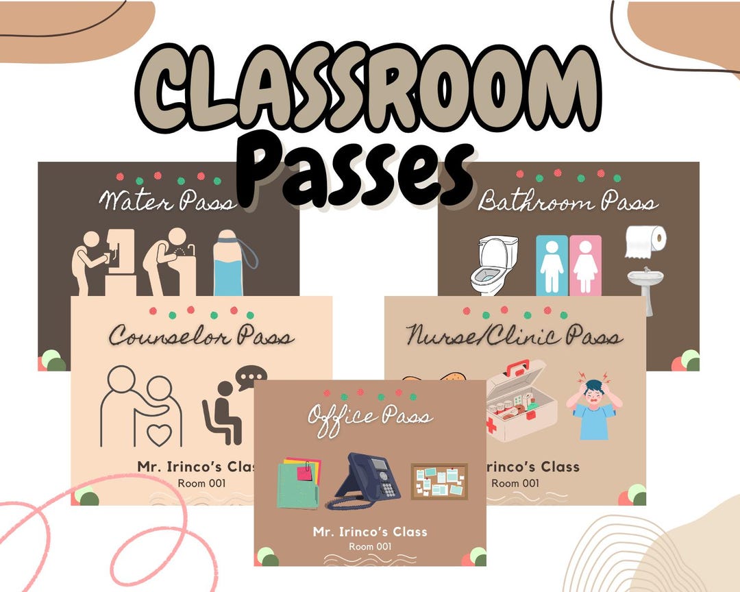 Editable Classroom Hall Passes: Teacher Management Printable (canva ...