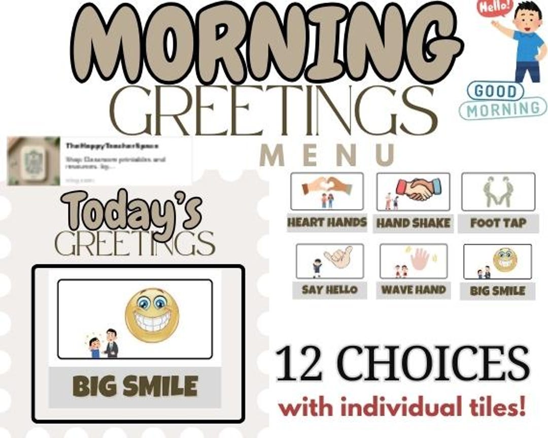 Morning Greeting Menu | Classroom Greeting | Classroom Management - Etsy