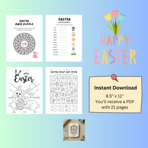 Easter Activity Pack: Coloring Pages, Maze, Word Search (digital ...