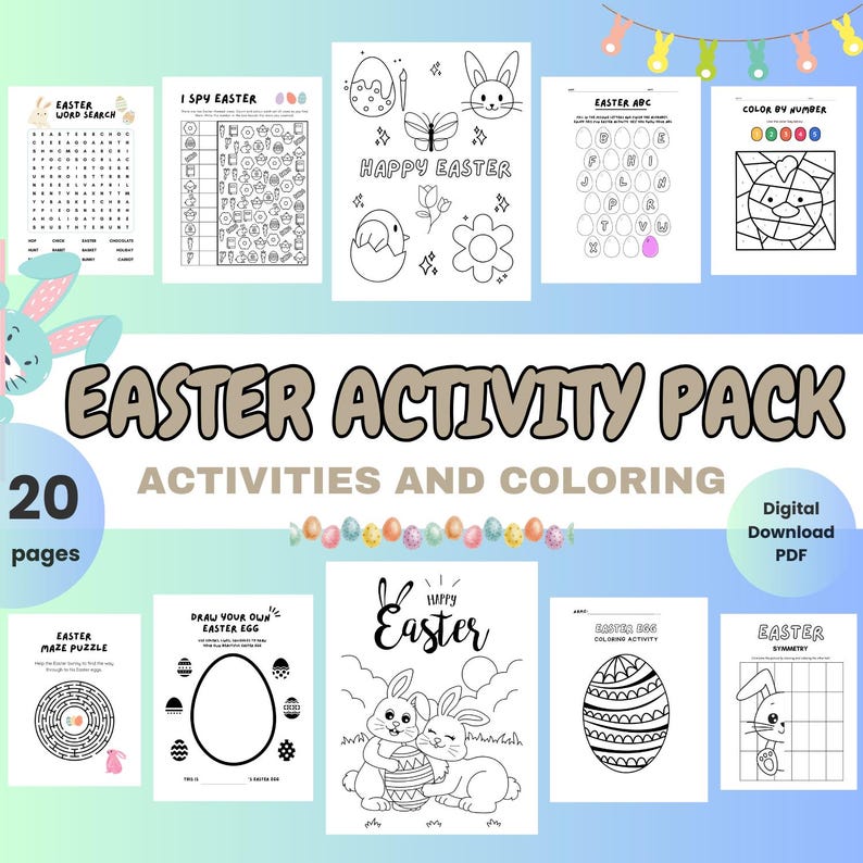 Easter Activity Pack: Coloring Pages, Maze, Word Search (digital ...