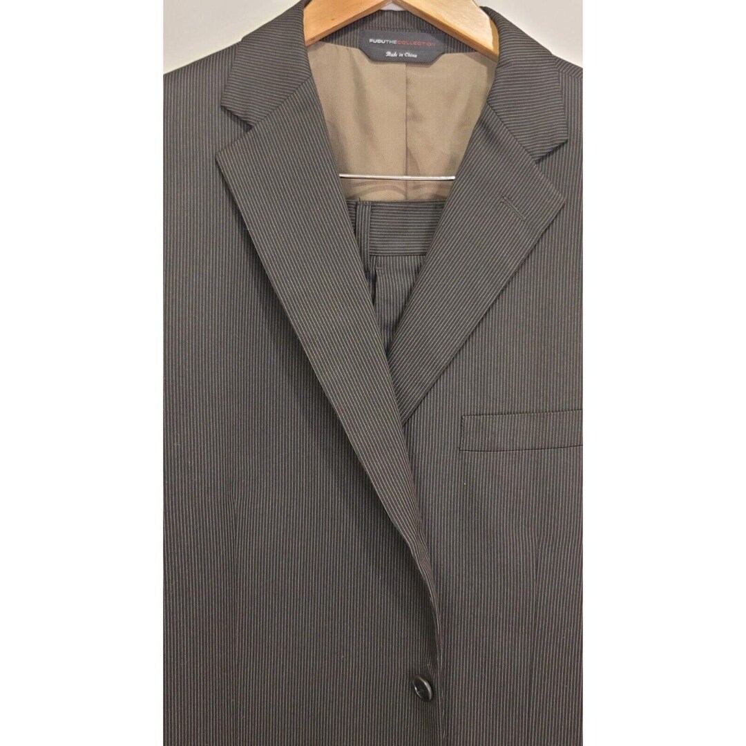 FUBU the Collection Men's Suit 44R (48R) Brown Striped 39x32 2 Pc ...