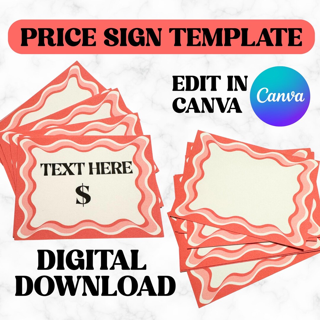 Price List Template, Custom Price Tags, Vendor Display Cards, Market ...
