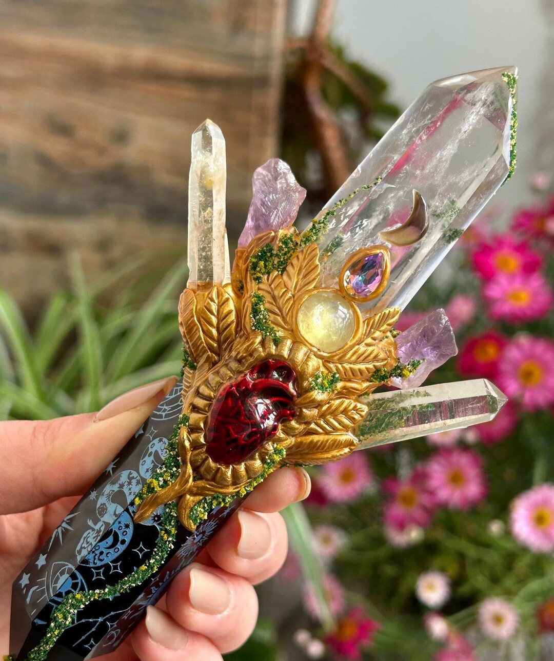 Natural Magic Wand, Handmade Witchcraft, Fairy Stick, Crystal Energy ...