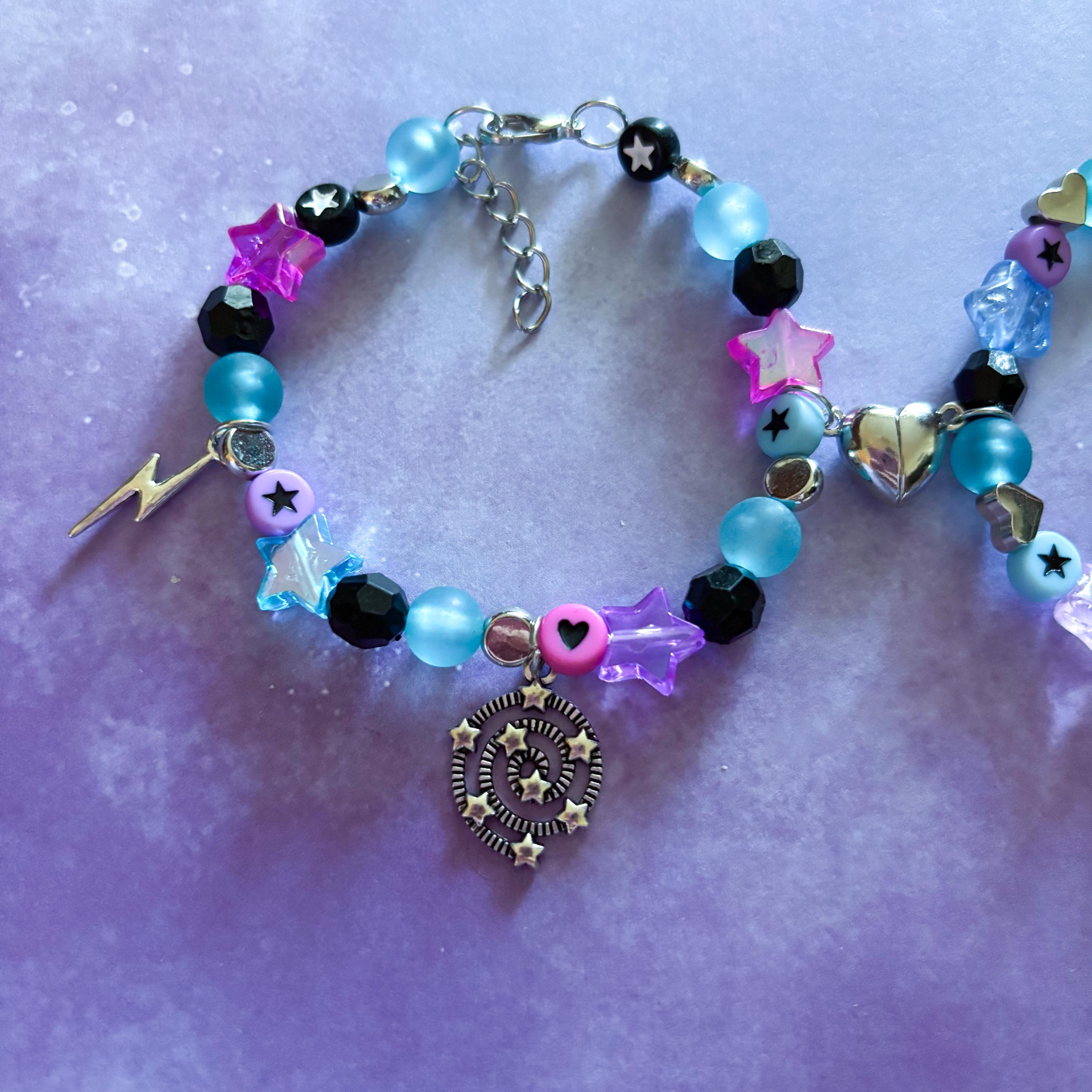 Jinx and Isha Inspired Matching Beaded Charm Bracelets Gamer Best Friends Gift BFF Sisters ...