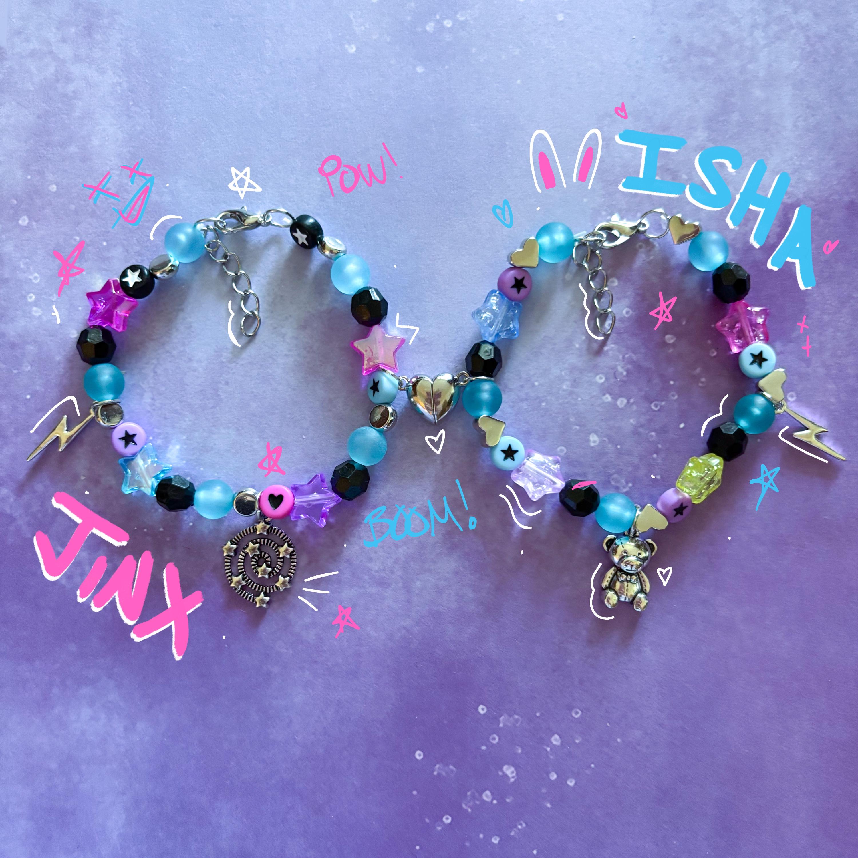 Jinx and Isha Inspired Matching Beaded Charm Bracelets Gamer Best ...