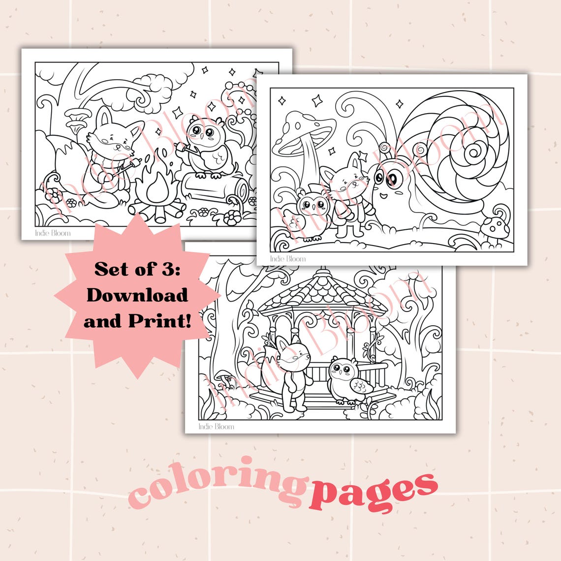 Ash & Echo Set of 3 Digital Coloring Pages | Printable | Digital ...