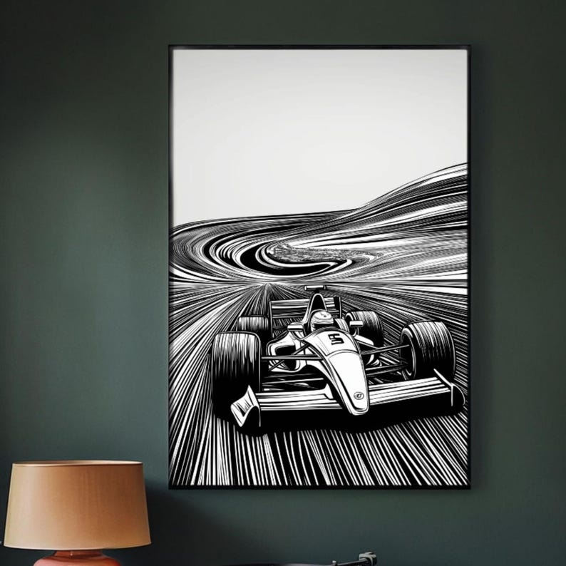 Formula 1 Line Art Racing Print - F1 Car Wall Art - Modern F1 Poster ...