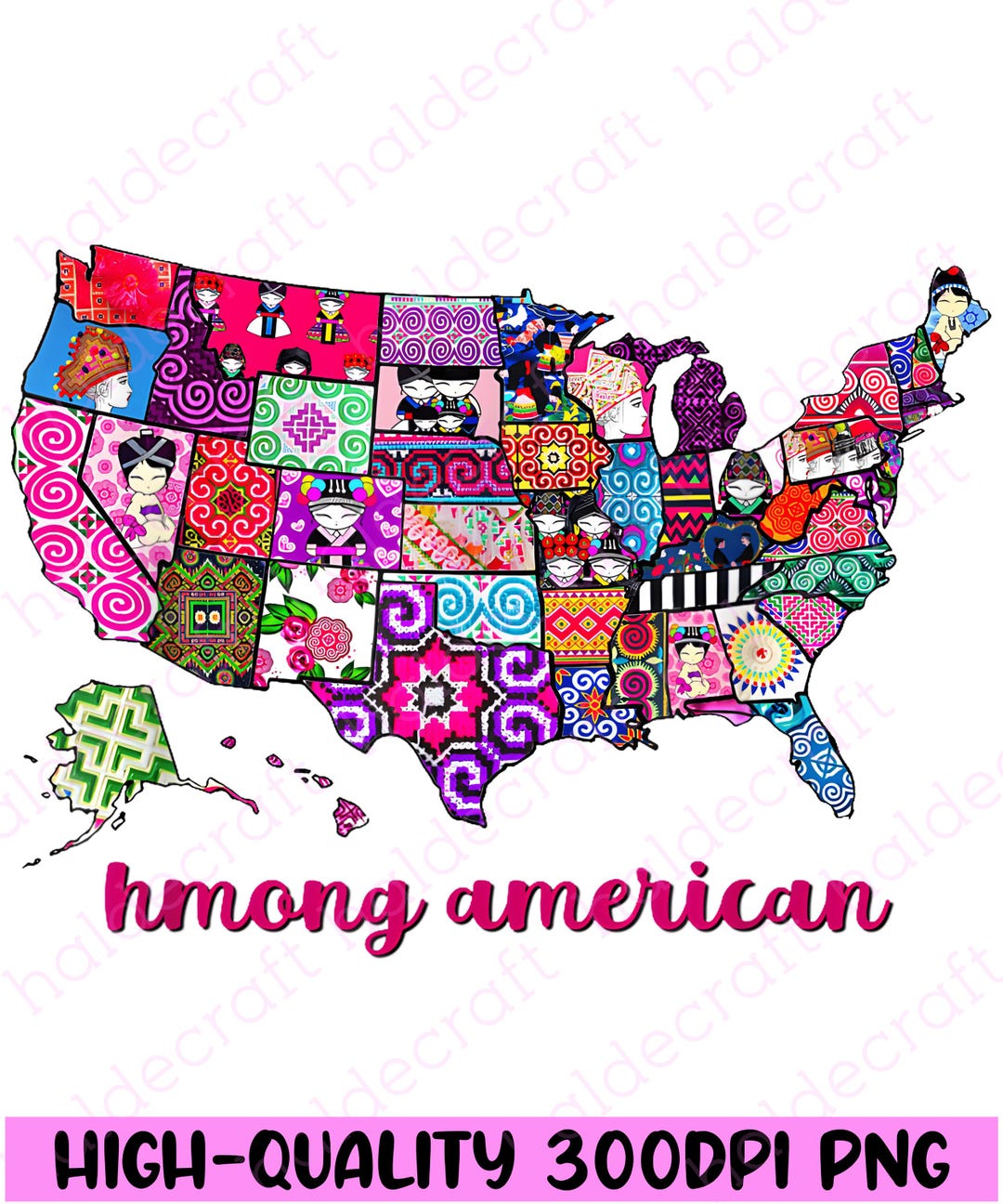 Hmong American Mosaic: A Tapestry of Heritage - Unique USA Map PNG ...