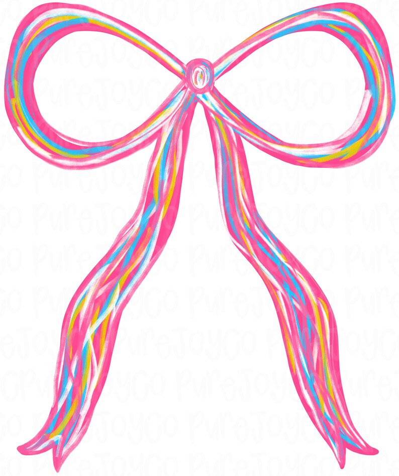 Bow Digital Design | Girly Bow Design | Colorful Bow | PNG | Hand Drawn