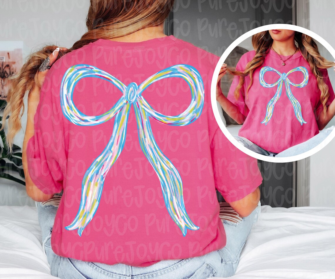 Bow Digital Design | Blue Bow | Sublimation | DTF | Girly Bow Design ...