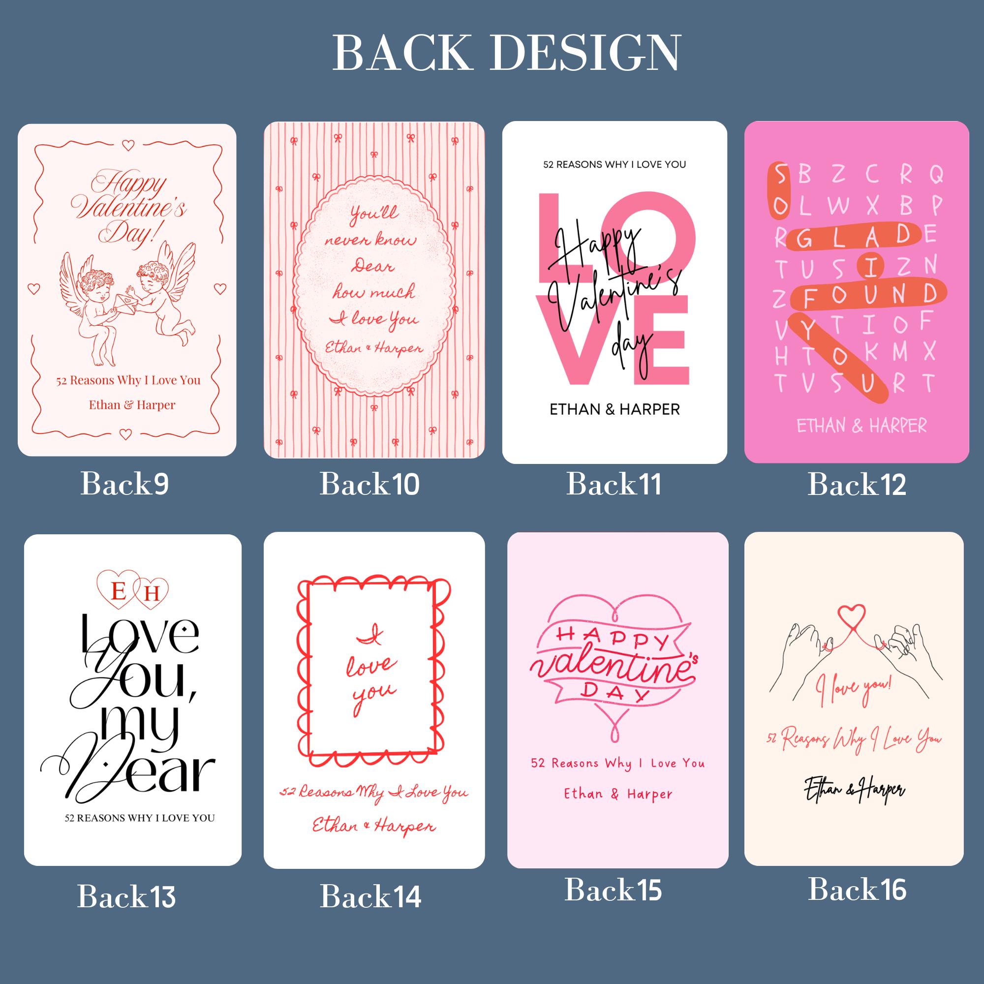 Custom 52 Reasons Why I Love You Playing Cards, Valentines Day Gift - Etsy