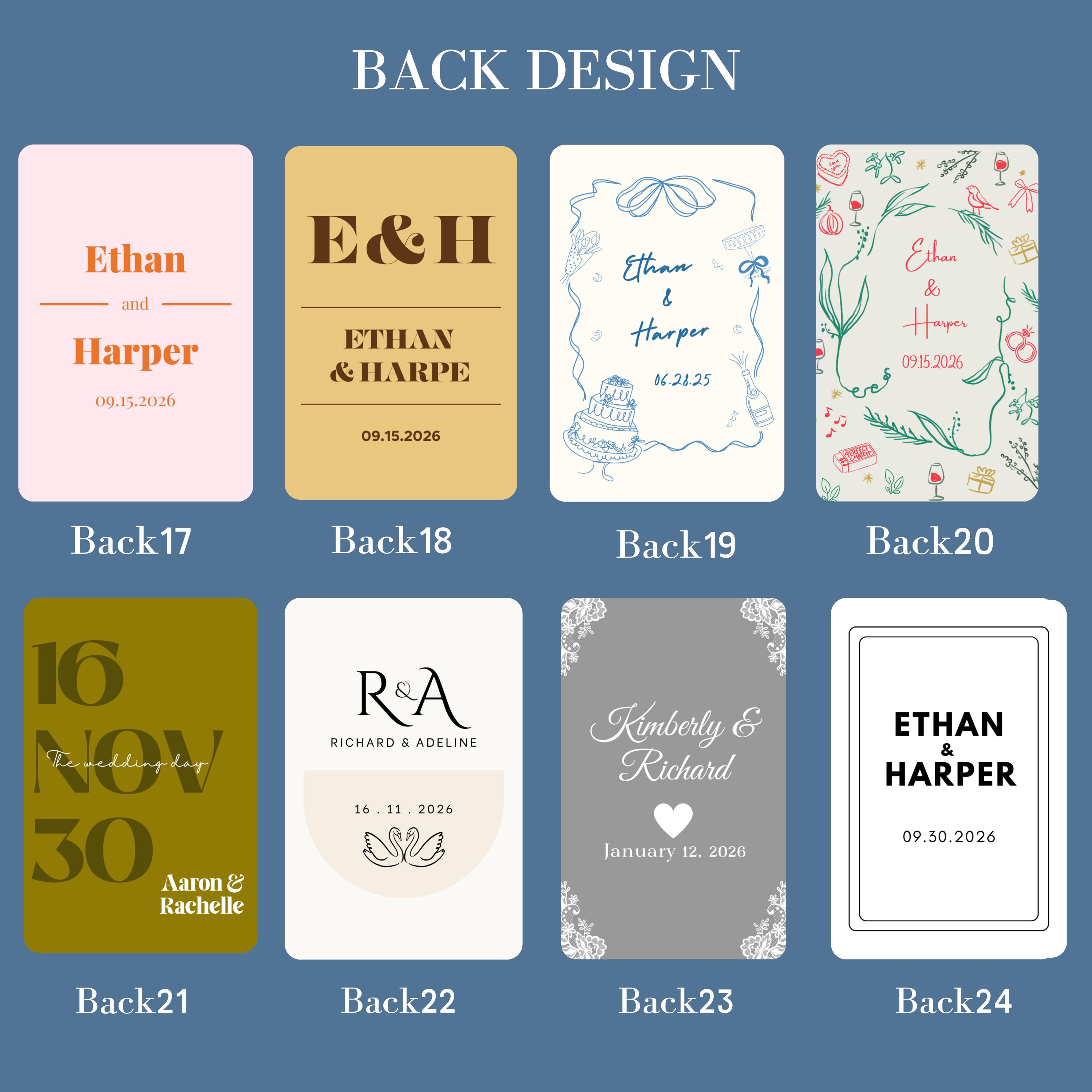 Custom Wedding Guest Book Playing Cards, Blank Playing Cards, Wedding ...