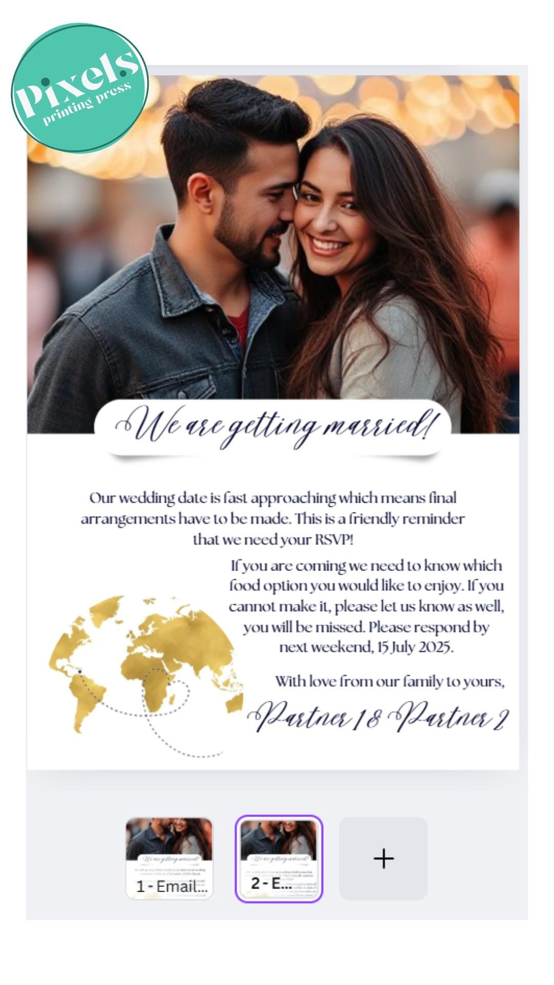 Elegant Wedding Pre-invitation Email Template & RSVP Reminder Email ...