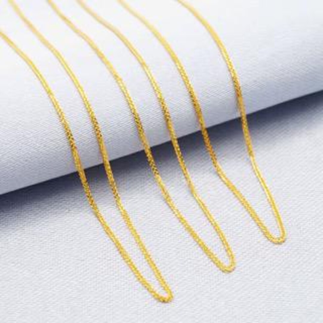 18K Real Gold Square Wheat Chain Necklace – Solid Gold Italian Jewelry ...