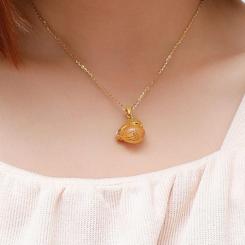 24K 999 Solid Gold Pendant, Cartoon Yellow Gold Dolphin Charm Necklace ...