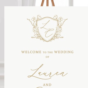 Gold Crest Wedding Welcome Sign - Classic Wedding Welcome Sign - Crest ...