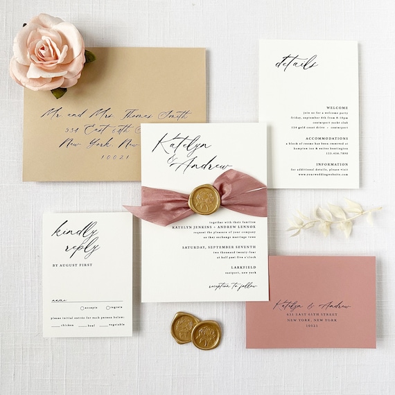 Wedding invitations with ribbon 60 photos - Astyledwedding.com