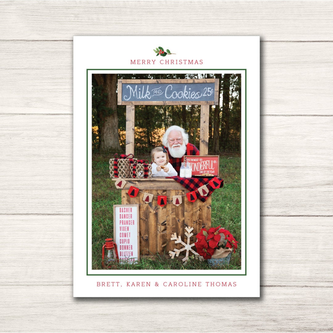 Simple Santa Christmas Card Design - Holiday Photo Card - Printed or ...