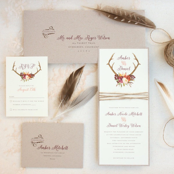Antler Invitations - Etsy