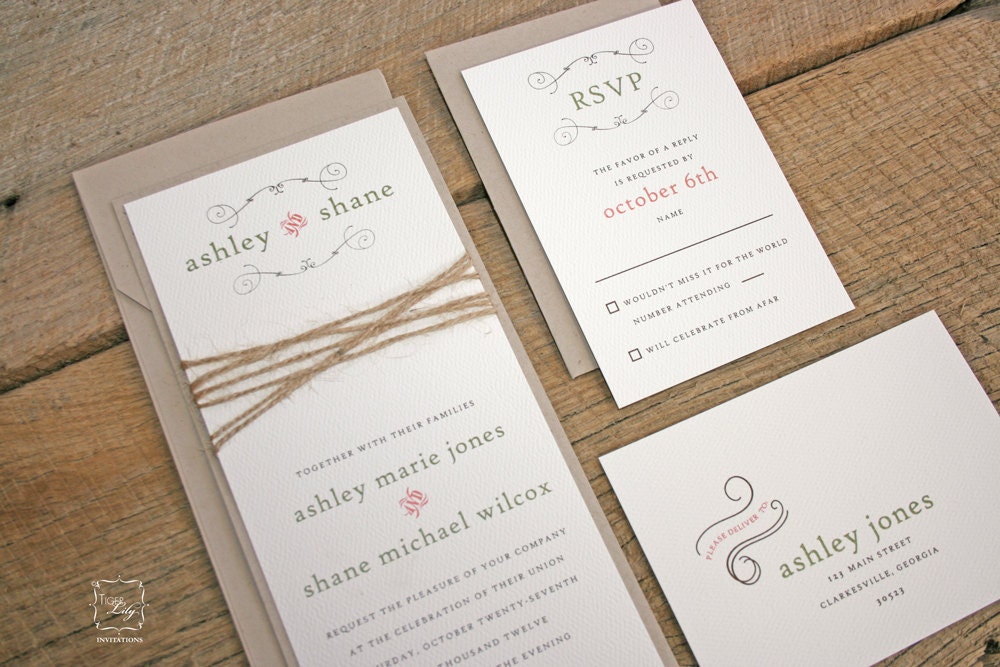 Rustic Twine Wedding Invitation Set Sample - Etsy