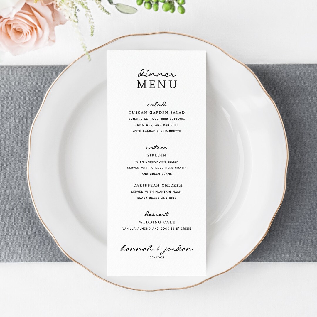 Modern Script Wedding Menu Cards - Wedding Menu - Menu Cards - Wedding ...