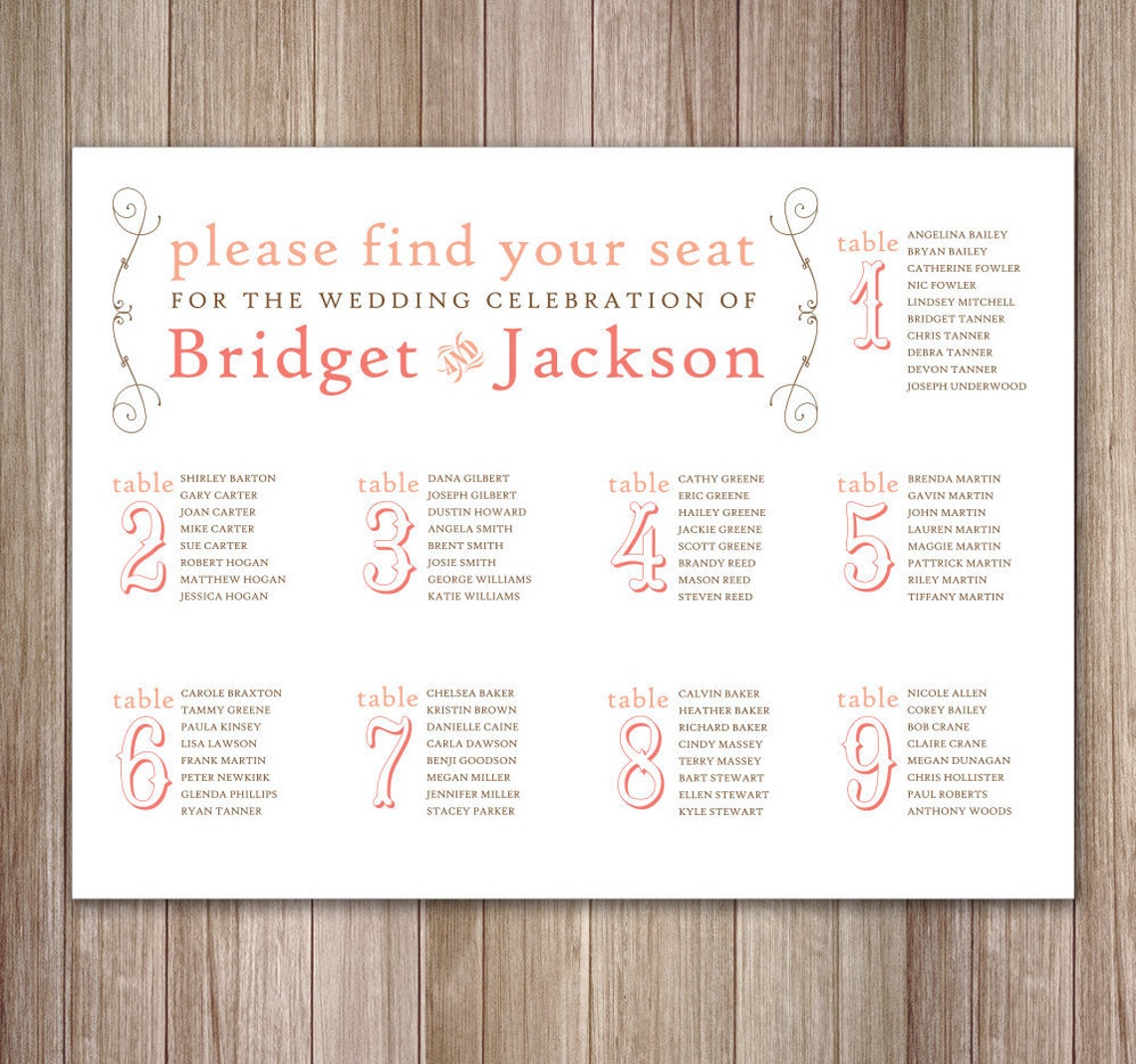 Rustic Wedding Seating Chart Printable | Etsy