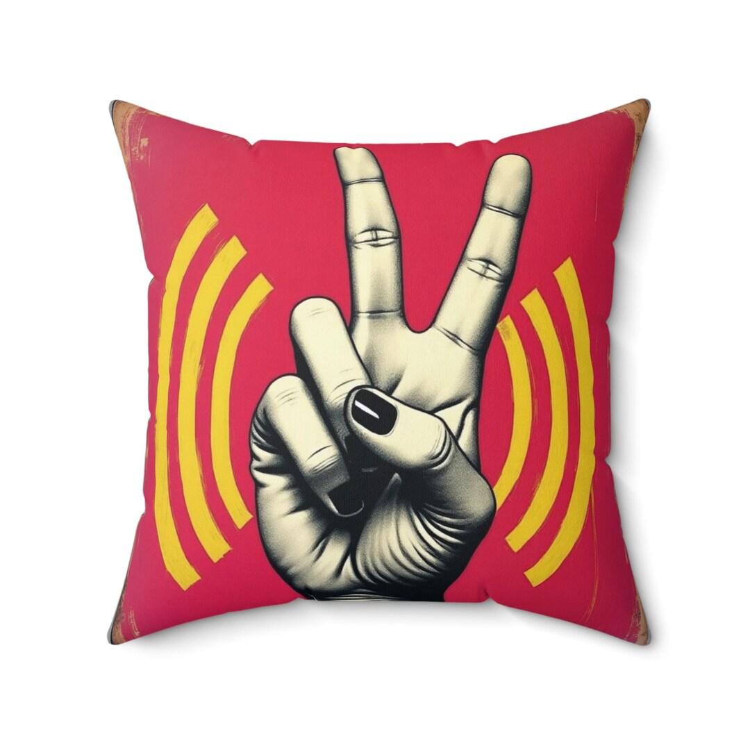 Peace Sign Throw Pillow, Retro Home Decor, Boho Cushion, Unique Gift ...